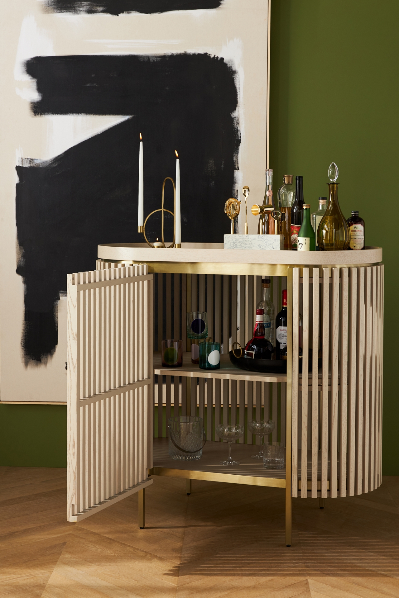 Anthropologie Everett Slatted Bar Cabinet Bethesda Row