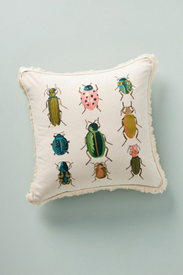 Rifle Paper Co. x Loloi Beetles and Bugs Embroidered Pillow | AnthroLiving