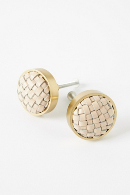 Woven Leather Knobs, Set of 2 | Anthropologie