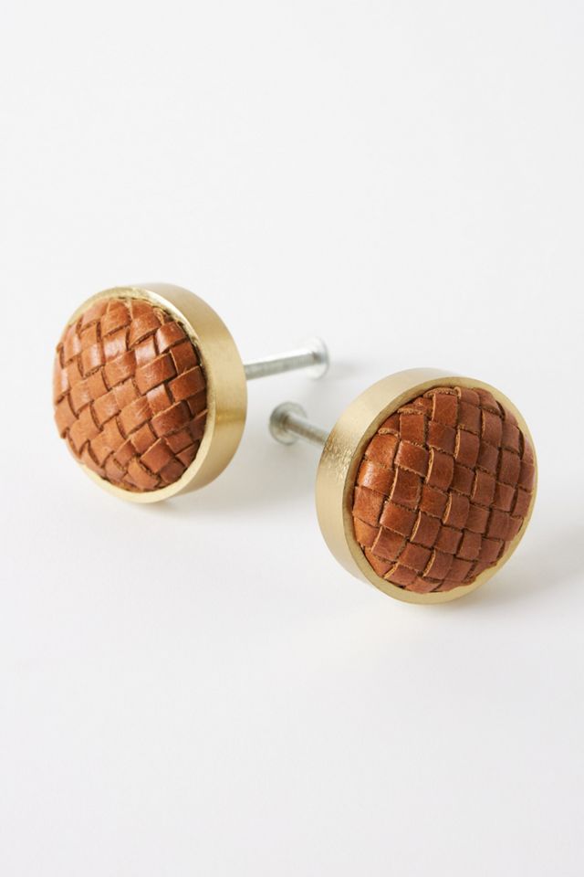 Woven Leather Knobs, Set of 2 | AnthroLiving