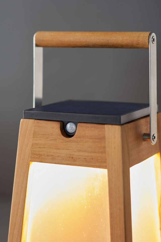 Teak LED Solar Lantern | Terrain