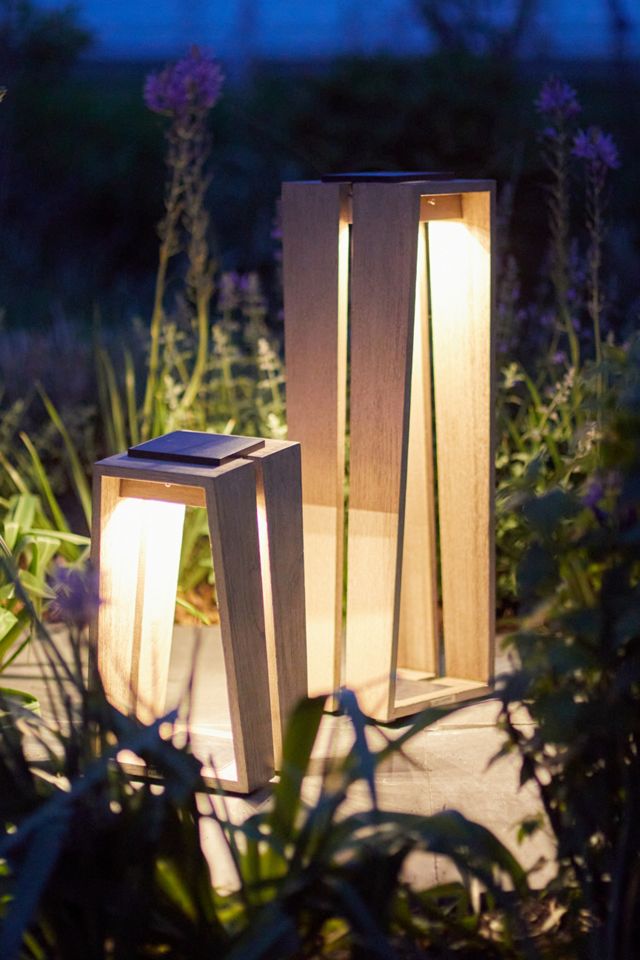 Teak LED Solar Lantern | Terrain