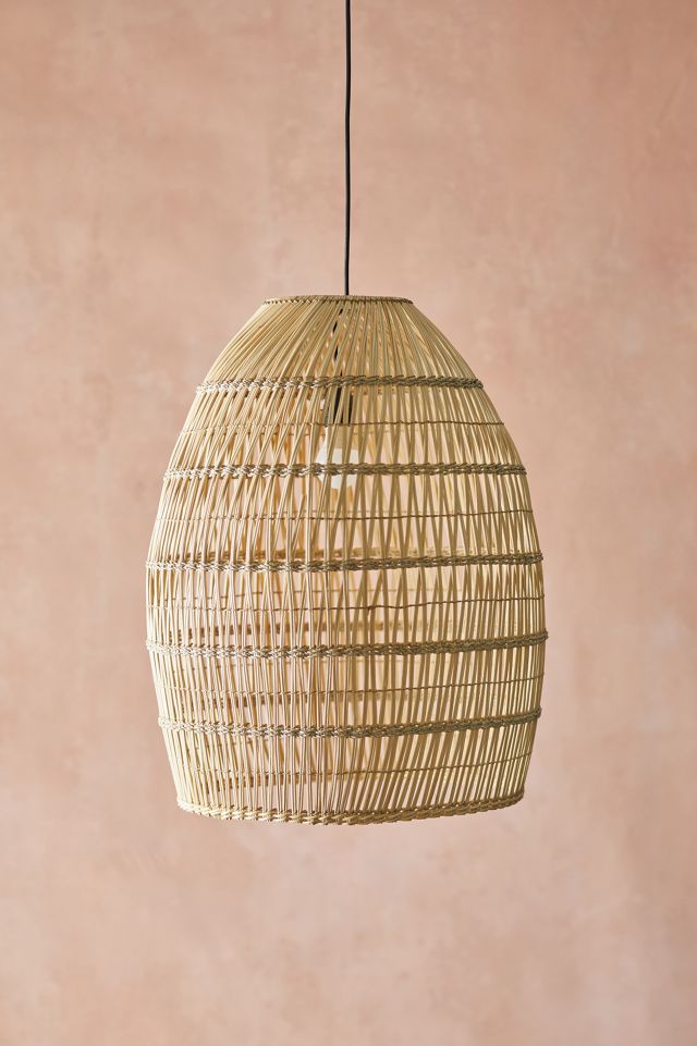 Woven Rattan Wave Pendant, Large | AnthroLiving