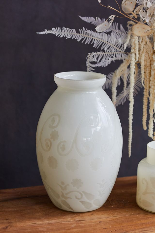 Milky Glass Etched Vase Terrain