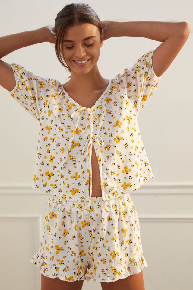 Floral Puff-Sleeved Pajama Set | Anthropologie