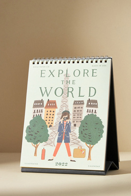 Rifle Paper Co. Explore The World 2022 Desk Calendar | Anthropologie