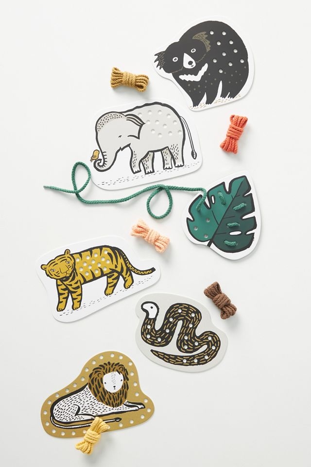 Jungle Animals Lacing Cards | Anthropologie