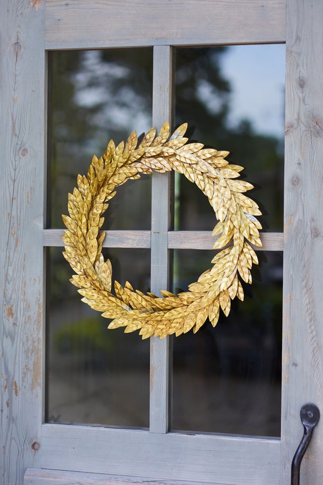 Gilded Leaves Iron Wreath | Anthropologie