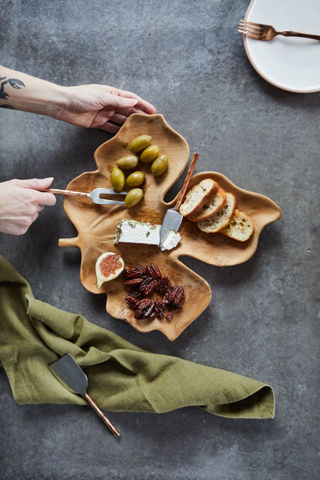 Teak Serving Platter, Maple Leaf | AnthroLiving