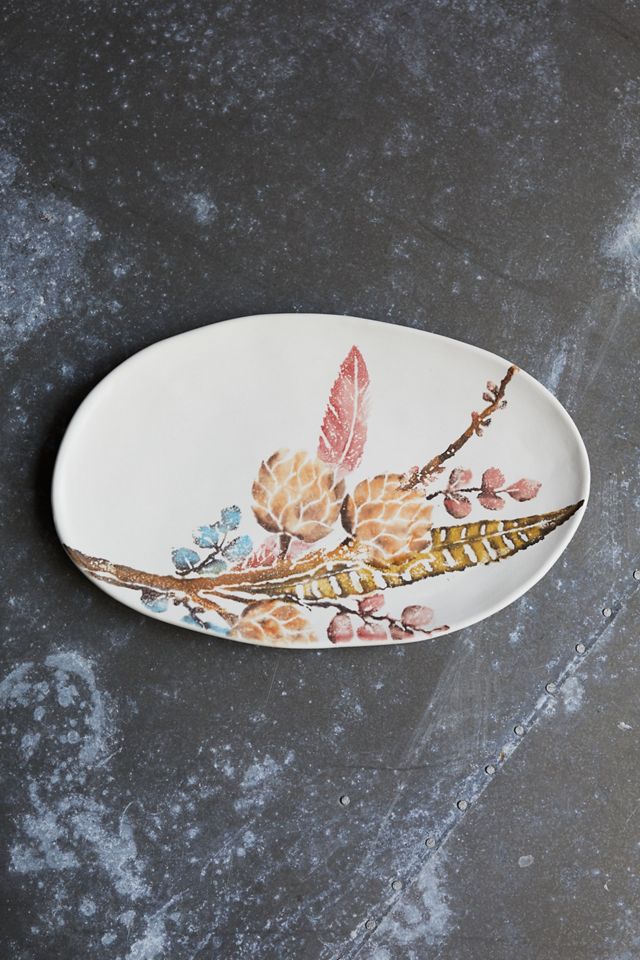 Botanical Sprigs Serving Platter, Oval | Anthropologie