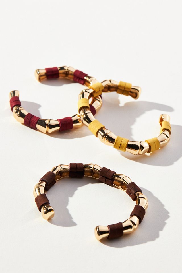 Leather-Wrapped Bamboo Cuff Bracelet | Anthropologie