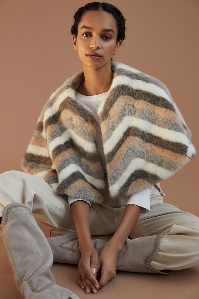 Fluffy Chevron Cape | Anthropologie