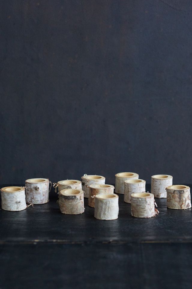 Birch Tea Light Holders, Small Set of 12 | AnthroLiving