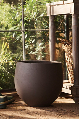 Fiber Cement Orb Planter, 16" | AnthroLiving