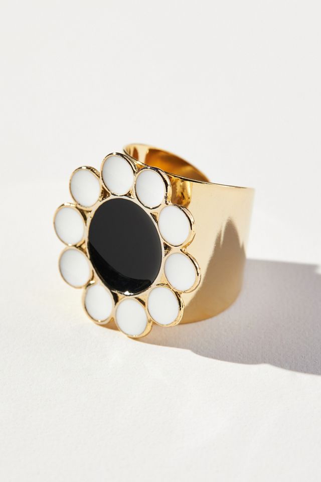Tova Enamel Flower Cocktail Ring | Anthropologie