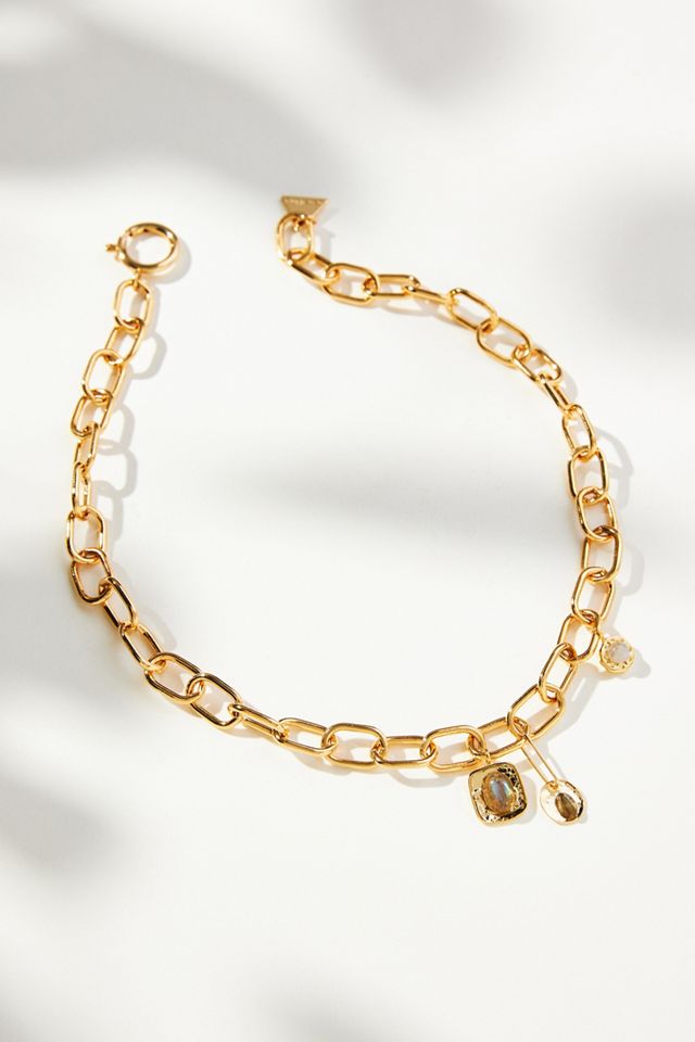 Chain Link Stone Necklace | Anthropologie