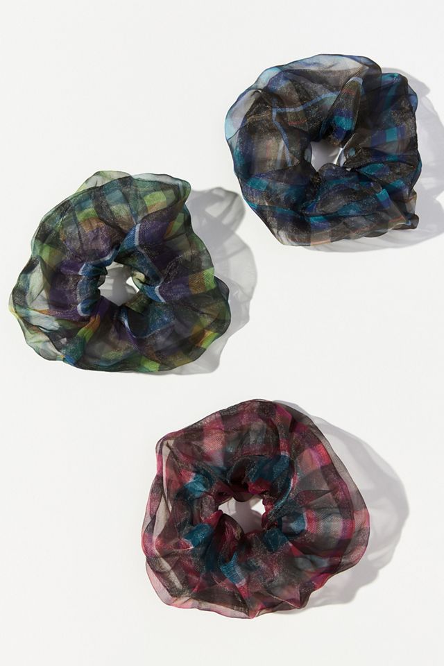 Plaid Organza Scrunchie Set | Anthropologie