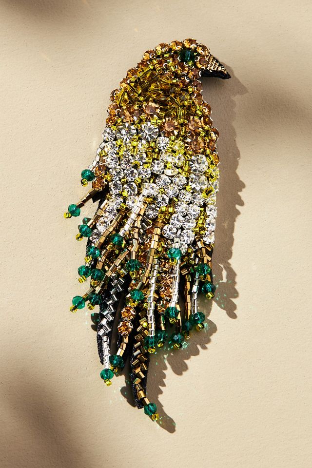 Embroidered Bird Brooch | Anthropologie