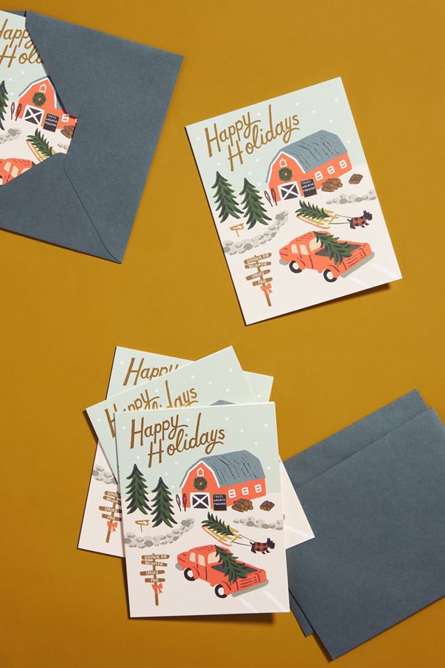 Rifle Paper Co. Holiday Tree Farm Cards, Set of 8 | AnthroLiving