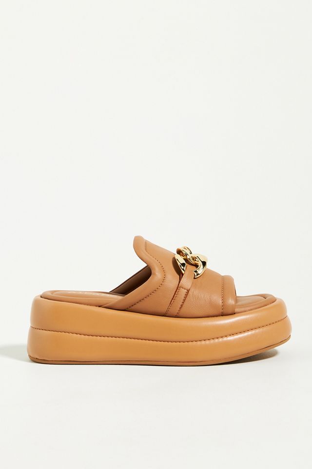 Alba Moda Leather Hardware Slides | Anthropologie