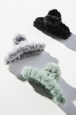 Faux Fur Claw Hair Clip Set | Anthropologie
