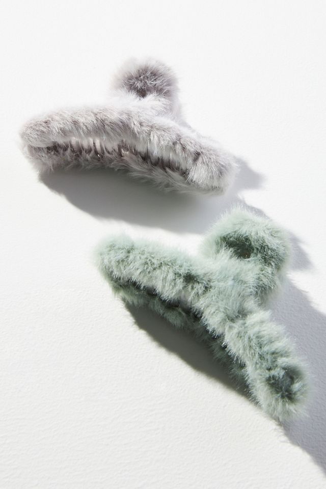 Faux Fur Claw Hair Clip Set | Anthropologie