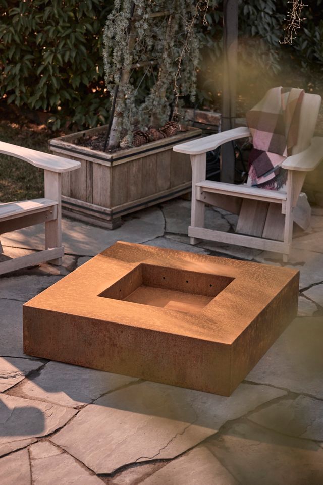 Low Profile Weathering Steel Square Fire Pit | Terrain