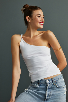 Ribbed One-Shoulder Tank | Anthropologie UK