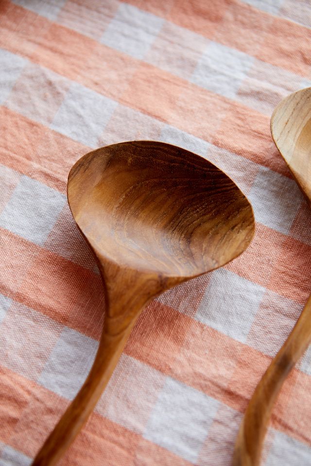 Wavy Teak Serving Spoons, Set of 2 | AnthroLiving