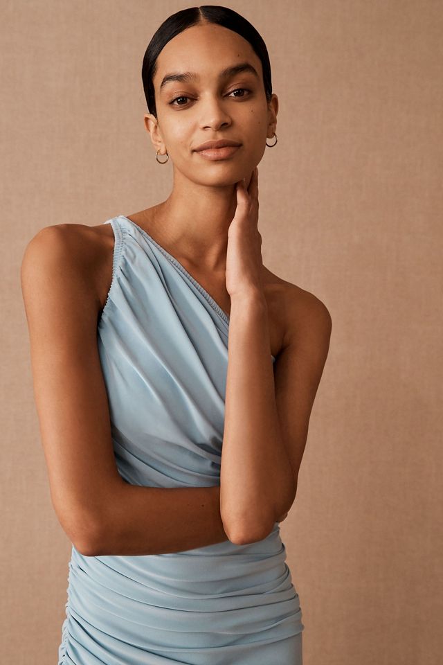 Norma Kamali Diana One-Shoulder Ruched Midi Dress | Anthropologie