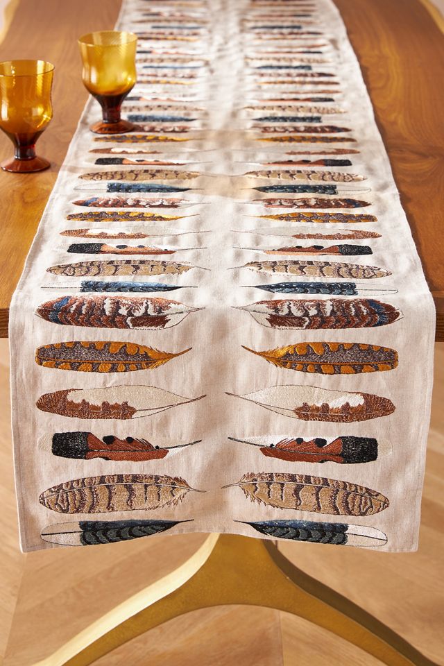 Linen Feather Table Runner | AnthroLiving