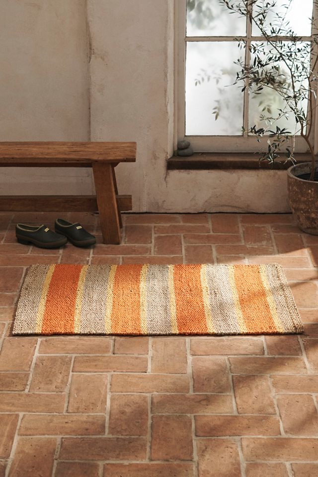 Orange + Yellow Stripe Jute Rug | Terrain