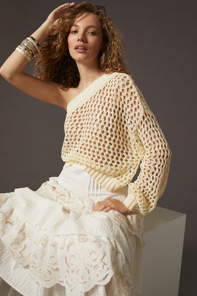 One-Shoulder Crochet Layer | Anthropologie