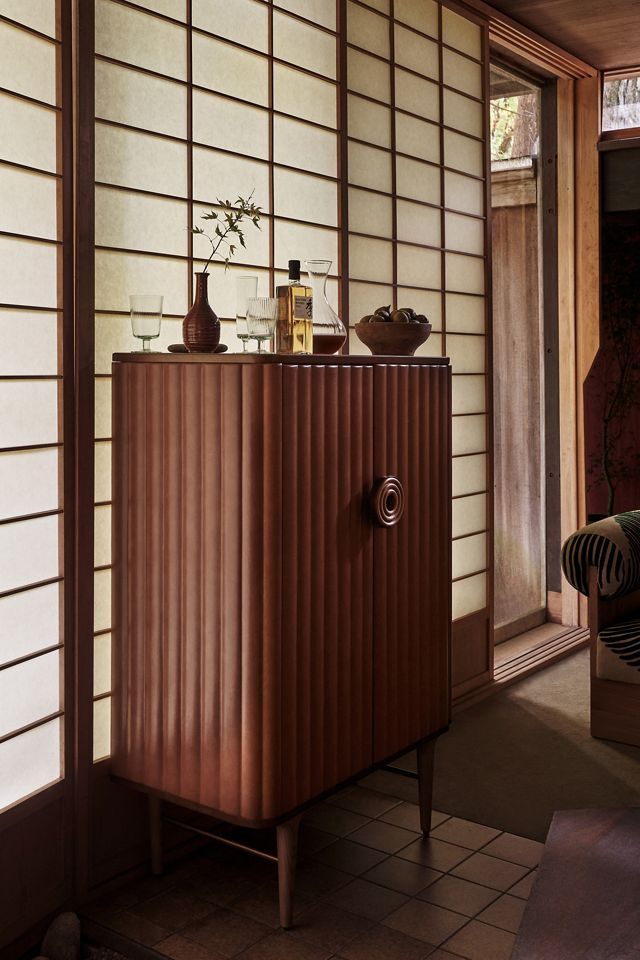 Juneau Leather Bar Cabinet | AnthroLiving