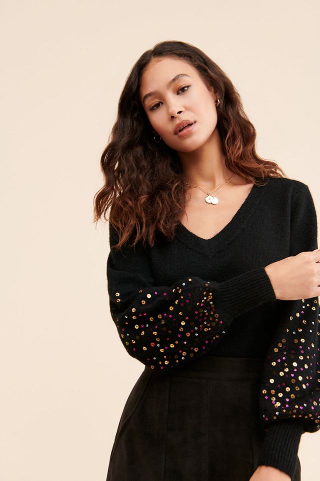Ichi Sequin Detailed Sweater | Anthropologie