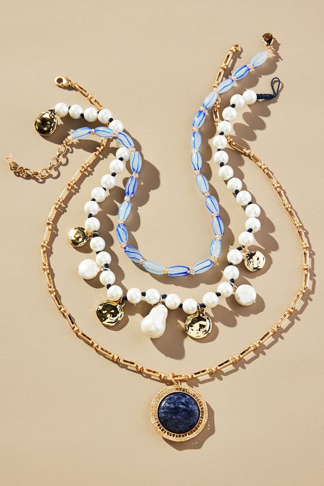 Layered Inset-Stone Necklace | Anthropologie
