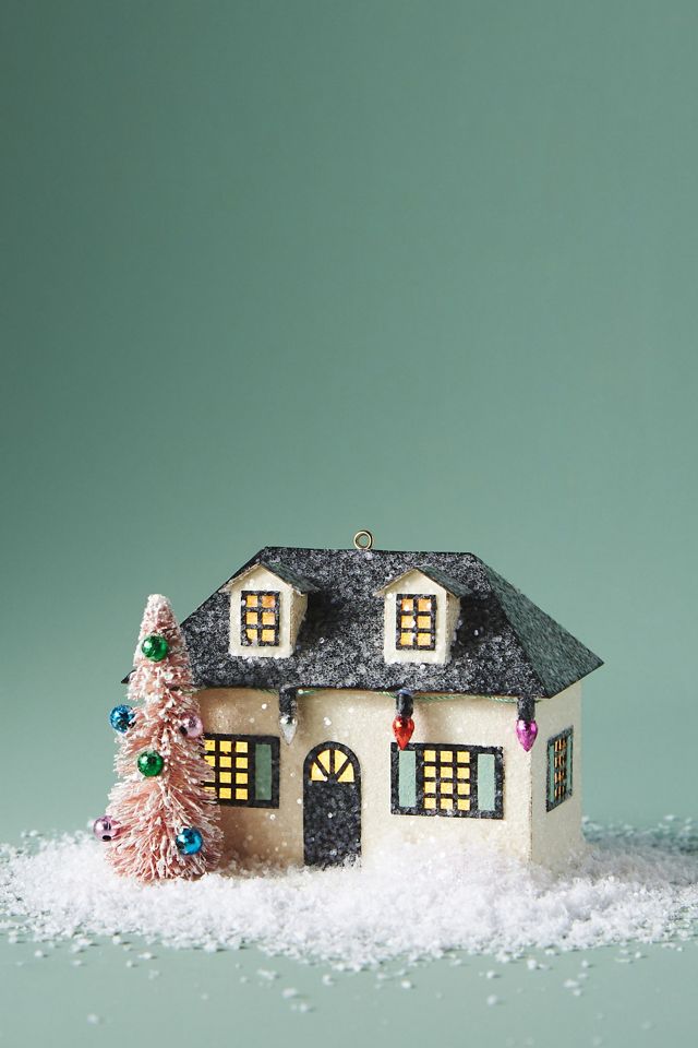 Christmas Cottage Light-Up Ornament | AnthroLiving