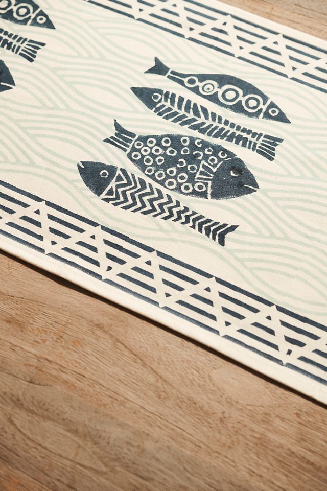 Fish Block Print Runner | Anthropologie