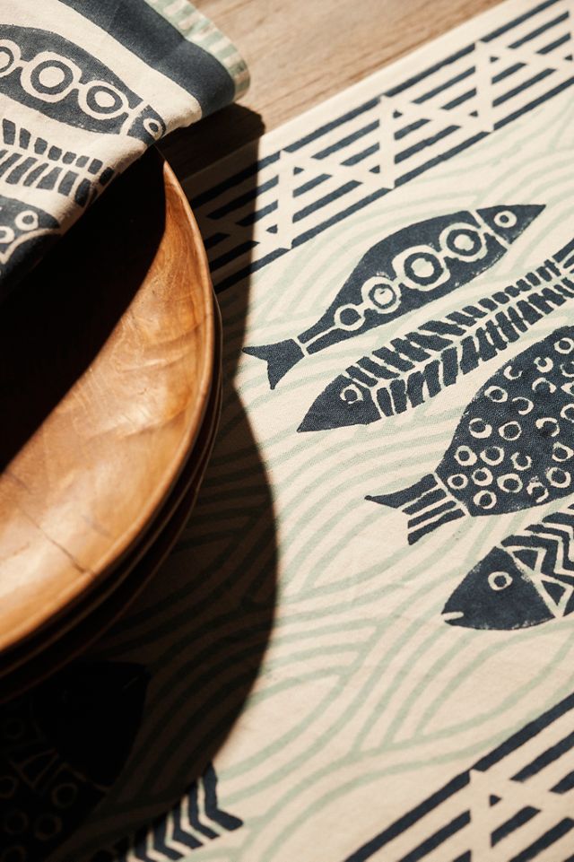 Fish Block Print Runner | Anthropologie