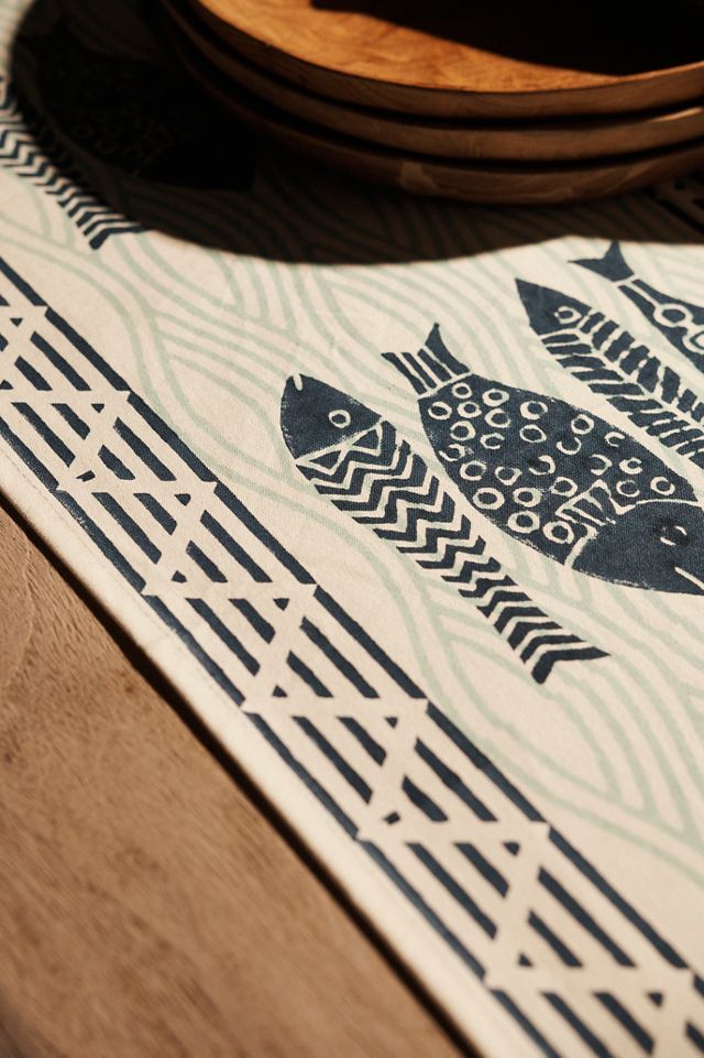 Fish Block Print Runner | Anthropologie