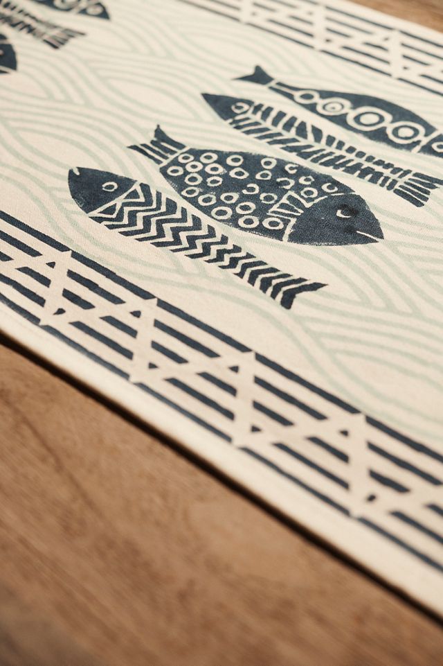 Fish Block Print Runner | Anthropologie