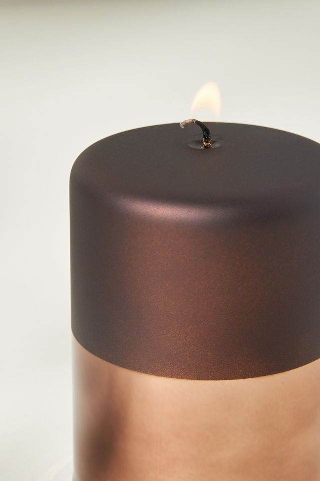 Metallic Matte Pillar Candle | Anthropologie