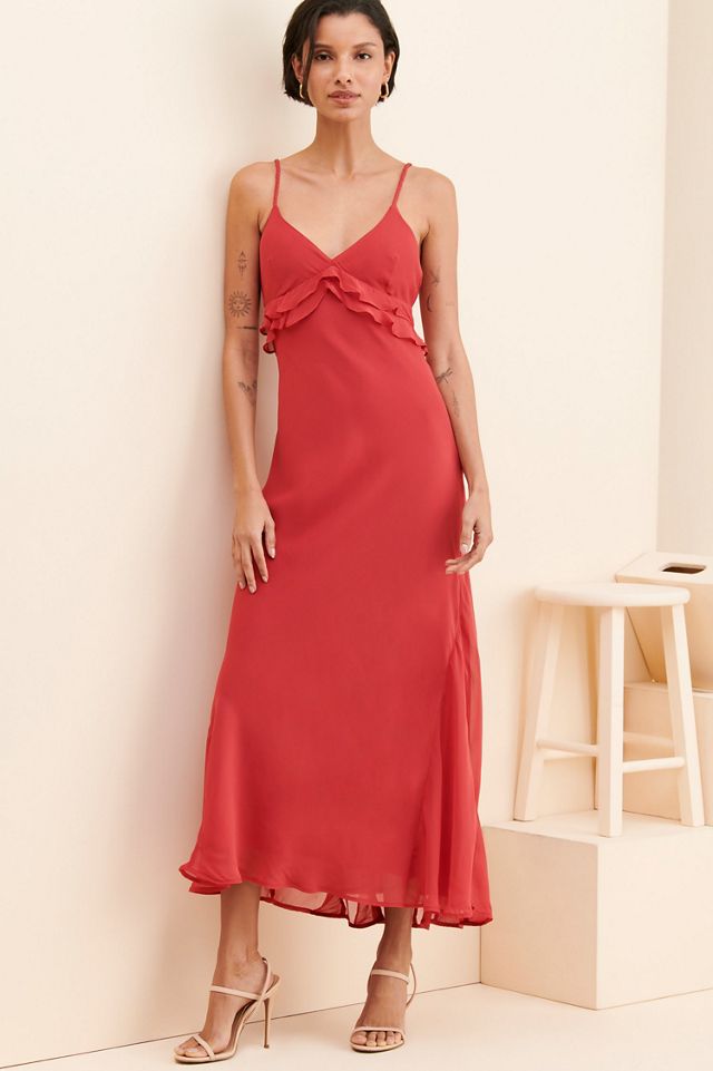 Ruffled Slip Midi Dress | Anthropologie