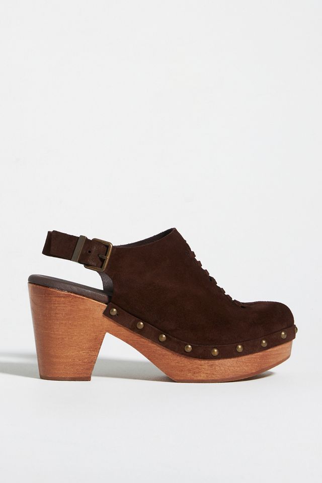 Pilcro Suede Slingback Clog Heels | Anthropologie