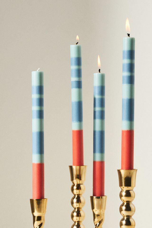 Striped Taper Candles, Set of 4 | AnthroLiving