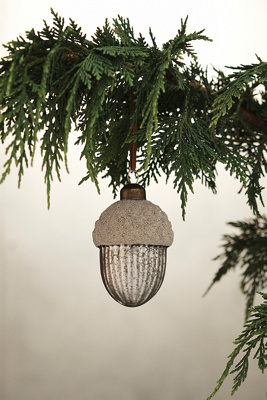 Silver Beaded Acorn Ornament | AnthroLiving