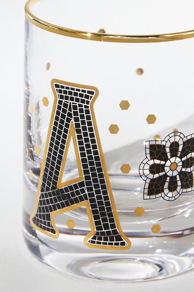 The Bistro Tile Monogram Old Fashioned Glass | Anthropologie