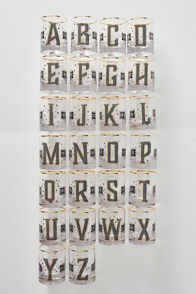 The Bistro Tile Monogram Old Fashioned Glass | Anthropologie