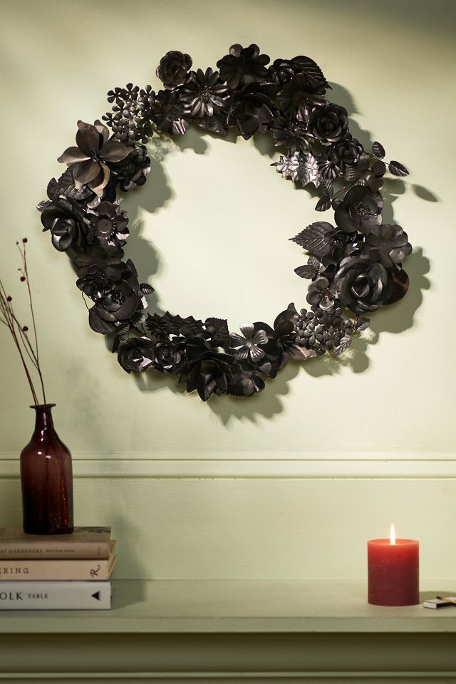 Night Flowers Iron Wreath, Full | AnthroLiving