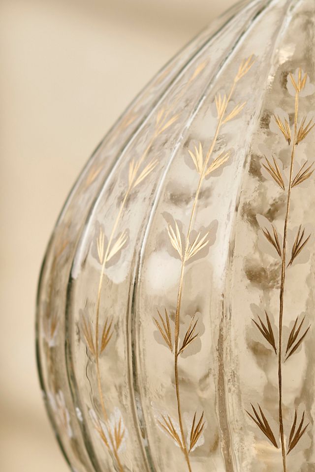 Etched Leaf Glass Vase Terrain